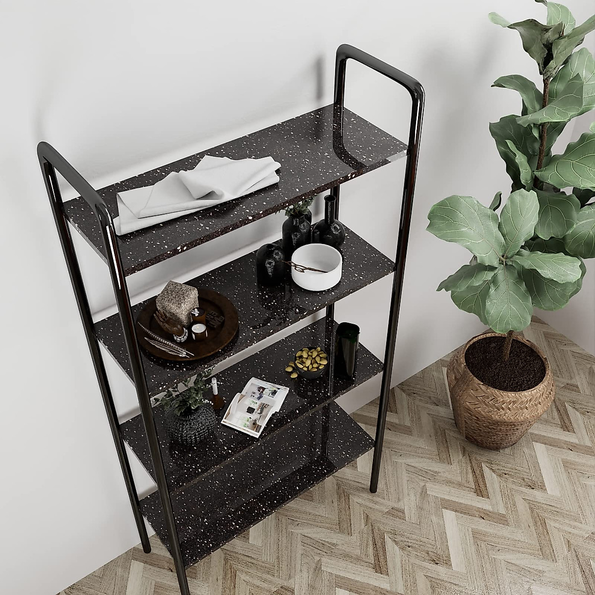 YENHOME Contact Paper Countertops Vinyl Peel and Stick Waterproof Contact Paper for Kitchen Bathroom Countertops 17.7"X200" Galaxy Black Granite Contact Paper Peel and Stick Adhesive Countertop Cover