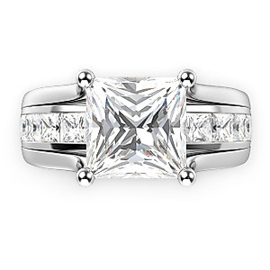 Metal Factory Sz 12 Sterling Silver 2Pcs 925 CZ Cubic Zirconia Engagement Wedding Band Ring Insert Set