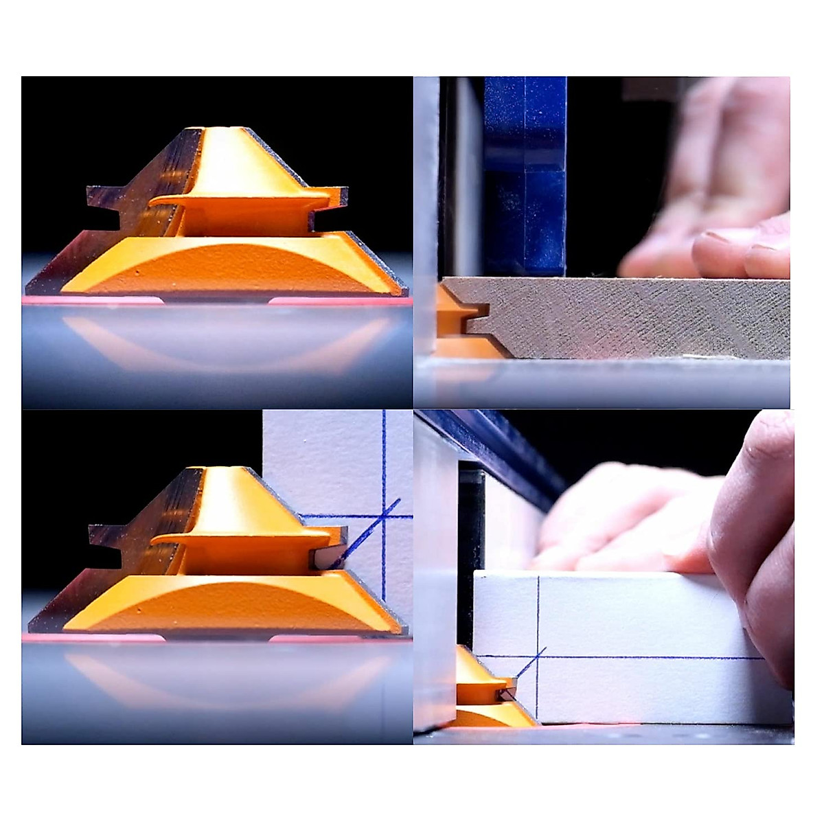 Lock Miter 45 Degree Joint Router Bits + 2Pcs Tongue and Groove Set [1/4-Inch Shank], APLUS 45° Lock Mitre Glue Joint Router Bit + Router Bit Set 3 Teeth T Shape, Wood Milling Cutter Woodworking Tool