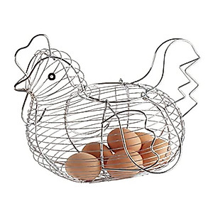 Egg Storage Egg Holder Basket Chicken Shaped Wire Fruit Metal Table Snacks Organizer Kitchen Gadget