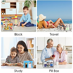 QAVABIN Clear Hard Zipper Pouch, Bliss Zippered Storage Bins, Waterproof PVC Shell Travelling Bags, Storage for Board Games, Building Blocks, Puzzles, Kids Books with Handle, Plastic Organizing, 2Pc