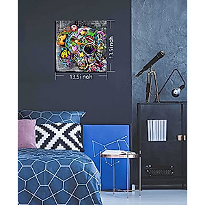 Kepgonegu Canvas Wall Art Modern Wall Decor Abstract Wall Art for Bedroom Banksy Graffiti Wall Art Ready to Hang Size 13.5" W x 13.5" H