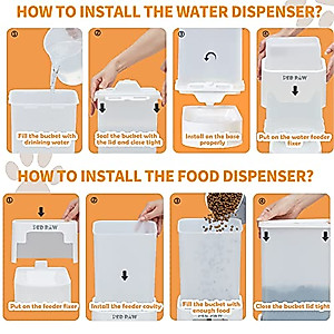 Automatic Food and Water Dispenser Set for Cat Dog, Gravity Auto Feeder Waterer Large Capacity 1 Gallon x 2 for Small Medium Large Pet with Mat