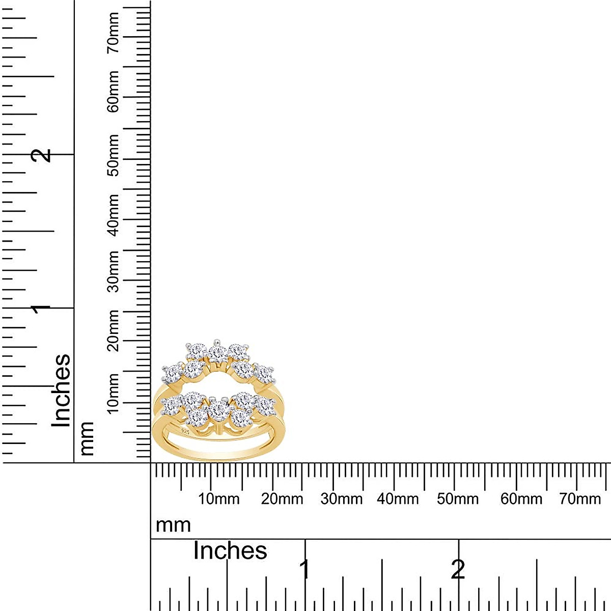 SAVEARTH DIAMONDS 1 1/3 ctw Round Lab Created Moissanite Diamond Sunburst Halo Guard Enhancer Ring For Women 14K Yellow Gold Over Sterling Silver (1.33 Ctw)-8