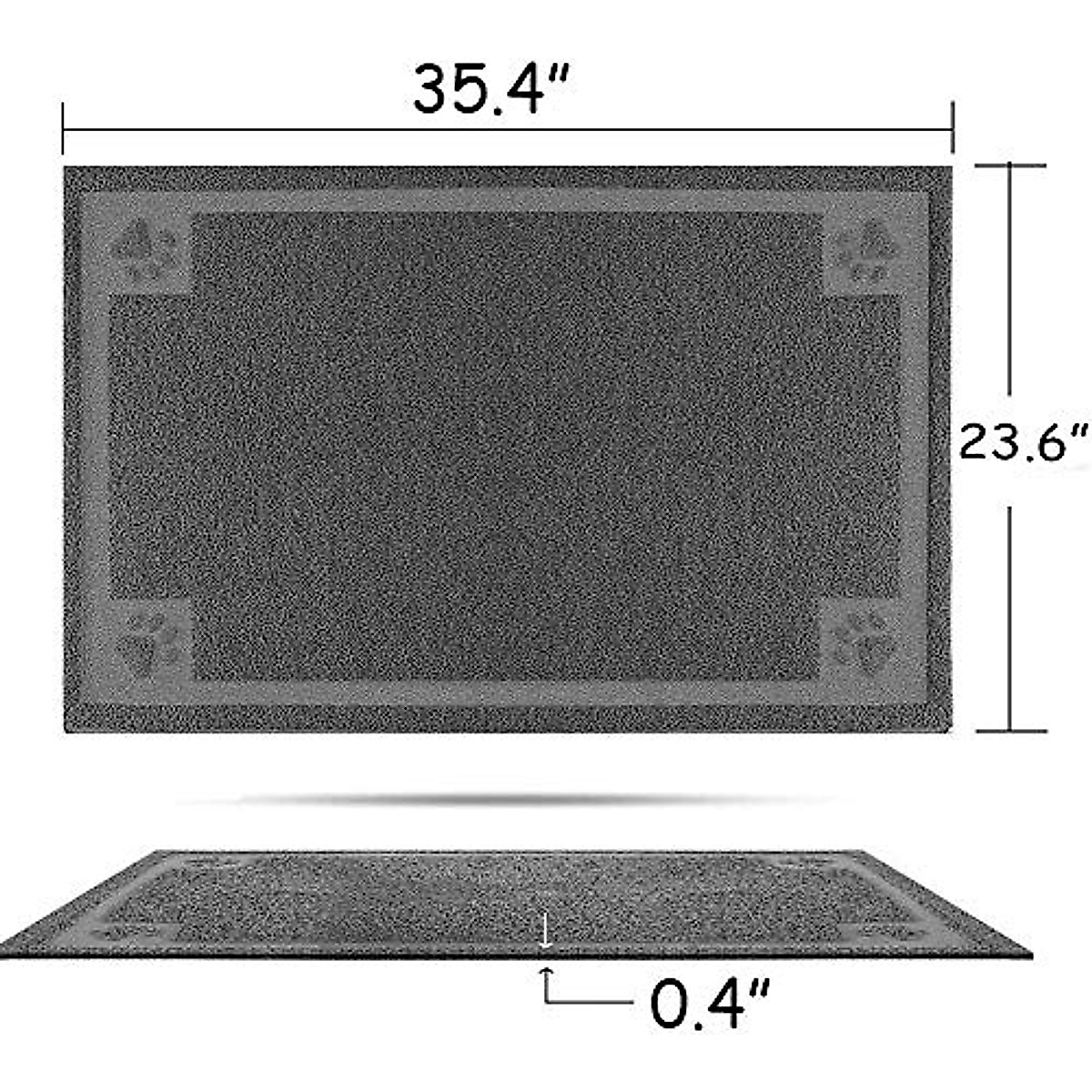 Darkyazi Pet Feeding Mat Large for Dogs and Cats,24"×36" Flexible and Easy to Clean Feeding Mat,Best for Non Slip Waterproof Feeding Mat (Grey)