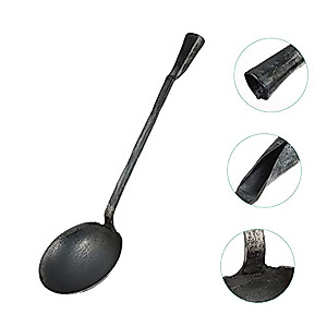 TEHAUX 4pcs Forged Iron Spoon Mini Scoop Metal Spoon Yard Scoops Mini Garden Shovel Vegetable Planting Tools Soil Excavator Spoon Multi-functional Spoon Dark Grey Hand Tools Forging