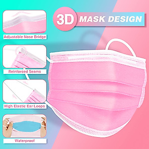 Disposable Face Masks, 50 Pack- 3 Layer Individually Wrapped Masks For Women, Men, Unisex Adults, Breathable Colorful Face Masks Disposable(5 Rainbow Colors)