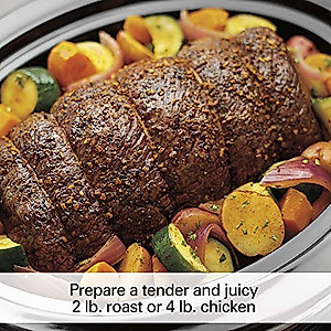 Hamilton Beach 7-Quart Programmable Slow Cooker, Silver (33473) & 4-Quart Programmable Slow Cooker With Dishwasher-Safe Crock and Lid, Silver (33443)