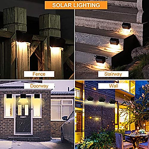MAGGIFT 12 Pack Solar Deck Lights, Outdoor Solar Powered Fence Step Lights, Deck Lights Waterproof Outside Night Lights Decor for Steps Stairs Walkway Garden Fences Wall, Warm White