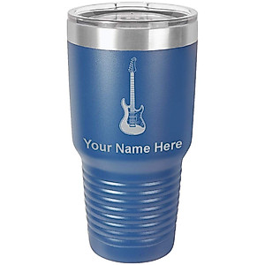 LaserGram 30oz Vacuum Insulated Tumbler Mug, Electric Guitar, Personalized Engraving Included (Dark Blue)
