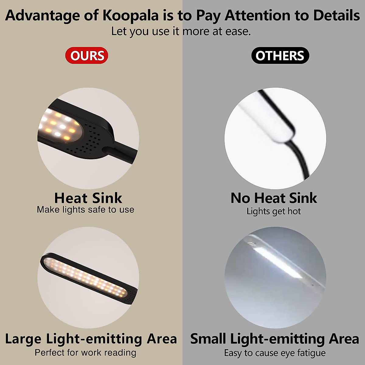 Koopala LED Floor Lamp, Bright Tall Standing Lamp with 4 Brightness Levels&4 Color Temperatures, Adjustable Gooseneck, Touch Control, Standard Lamp, for Study/Living Room/Bedroom/Office/Reading-Black