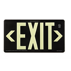 UL924 Listed & Listed for LED lighting 100 foot Jessup Glo Brite Indoor/Outdoor Glow-in-the-dark (Photoluminescent) Single Sided Exit sign with frame, Red, PM100 7070-B (Mounts 4 ways, includes bracket and arrows)