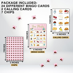 Tea Party Bridal Shower Games, Tea Party Bingo Game, Tea Party Decorations, Tea Party Favors, 24 Players Bingo Games for Bridal Shower, Bachelorette Party, Wedding Engagement Party (A06)