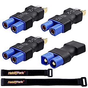 Hobbypark T Plug Deans Style to EC3 Connector Plugs Adapter RC Lipo Battery Charger Conversion with Battery Straps