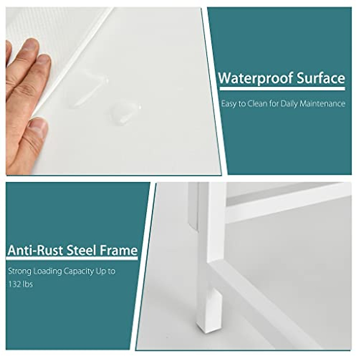 MJWDP Folding Desk Office Computer Desk PC Laptop Writing Desk Home Office Workstation White Portab