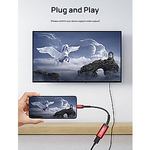 JSAUX USB C to HDMI Adapter, 4K USB Type-C to HDMI Female Adapter [Thunderbolt 3 Compatible] for iPhone 15 Pro Max/15 Plus, MacBook Pro/Air, Surface, Samsung Galaxy S21 S20 Ultra, Dell XPS 15 -Red