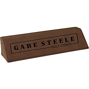 Office Desk Name Plate Personalized. Custom Name Plates for Office Desks. Gift For Coworkers, Teachers, Graduates. Engraved Leatherette Desk Wedge(Dark Brown)