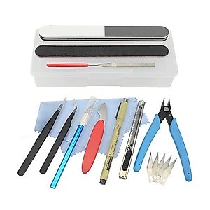BXQINLENX Professional 17 PCS Gundam Model Tools Kit Modeler Basic Tools Craft Set Hobby Building Tools Kit for Gundam Car Model Building Repairing and Fixing