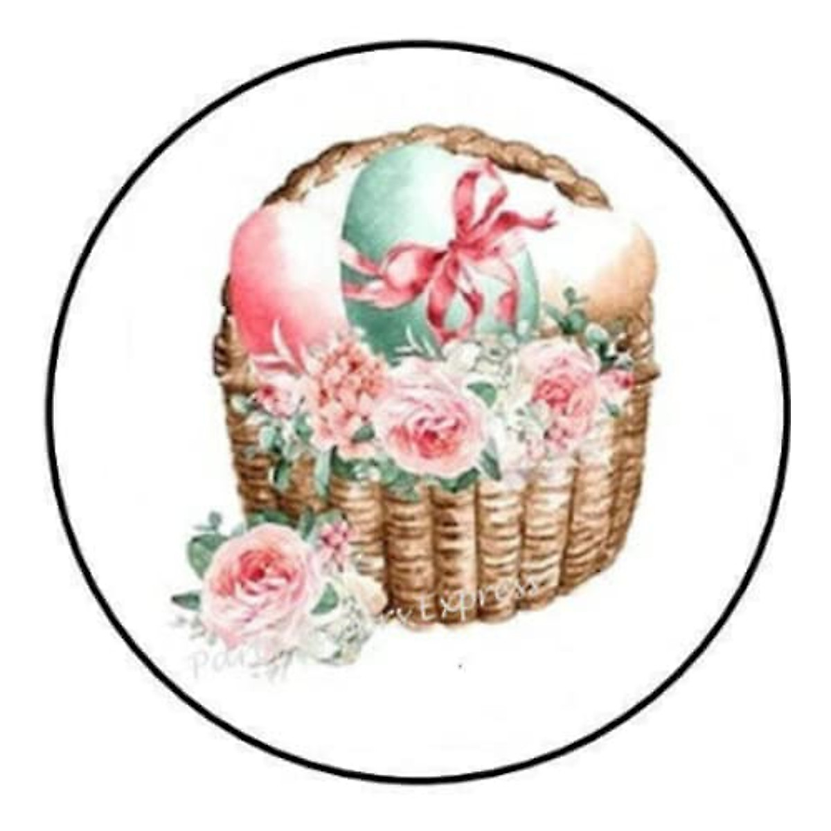 30 Pcs 1.5" Inch Watercolor Easter Basket Stickers - Easter Stickers - Easter Egg Stickers Envelope Seals Labels - D #AA61RK