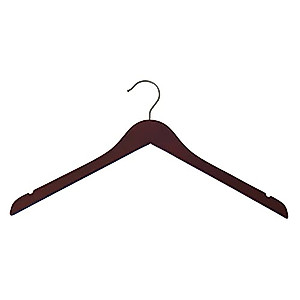 NAHANCO Wooden Shirt Hanger, 19" - Low Gloss Mahogany, 100/CTN