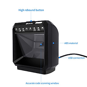 Handsfree 2D 1D Barcode Scanner, Alacrity Omnidirectional Desktop Bar Code Reader with USB Cable, Capture Barcodes from Mobile Phone Screen