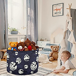 visesunny Halloween with Moon Night Sky Bat Laundry Baskets Fabric Storage Bin Storage Box Collapsible Storage Basket Toy Clothes Shelves Basket for Bathroom,Bedroom,Nursery,Closet,Office