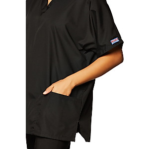 Cherokee Women's S V Neck Scrubs Shirt, Black, Small