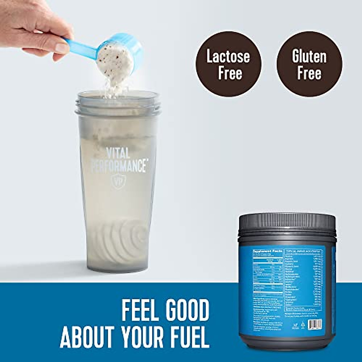 Vital Performance Protein Powder, 25g Lactose-Free Milk Protein Isolate Casein & Whey Blend, NSF for Sport Certified, 10g Collagen Peptides, 8g EAAs, 5g BCAAs, Gluten-Free - Cold Brew Coffee, 1.72lb