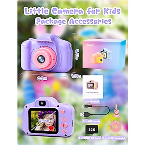 Miiulodi Camera for Kids Digital Selfie Camera Christmas Birthday Gifts for 3-12 Year Old Girls,Portable 1080P Children Video Toddler Camera Recorder Toys for 3 4 5 6 7 8 9 Years Old Girls with 32GB