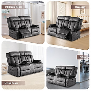 PALLOME Power Reclining Loveseat with Console, Loveseat Recliner Sofa with Massage & Heat, Perfect Electric Couch for Living Room (Gray)