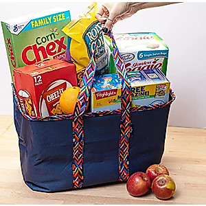 KITLIFE - Pop Up Laundry Tote –Collapsible Laundry Basket–Versatile Fabric Laundry Basket / Car Organizer / Grocery Bag, Navy