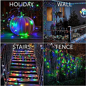 mafiti Solar String Lights Outdoor 40ft Solar Powered String Lights Outdoor Decorative Halloween Lights Outdoor for Patio Yard Garden Tree Christmas Wedding Party Power Saving (Green-1pcs)