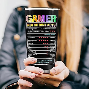 Jekeno Mug Tumbler Gifts for Boys - Gamer Gaming Gamepad Presents for Kids Boys Teen Son Birthday Halloween Christmas Game Controller Cup for Husband Father Dad Coffee Tumbler 20oz Stainless Steel