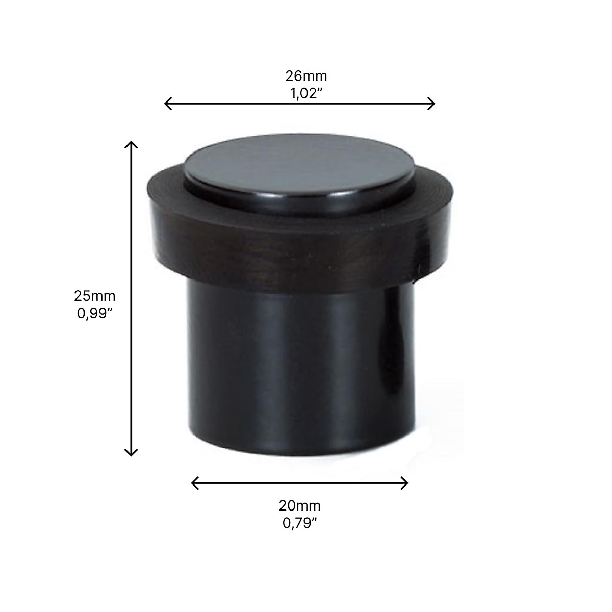 Door Stop I-181 Series (Black Lacquered Stainless Steel - Black Rubber, 0,79x0,99)