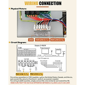 LEIRUO 10.5KW Commercial Self-Draining Steam Generator Shower System Home Steam Bath Spa Generator 30 min to 12 Hours Auto Drain 95-131℉ for Suitable Space Heating 10.5 m³/371 Cubic feet (10.5KW)