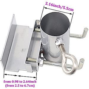 FFfeily Garden Umbrella Clamp Holder Metal Patio Umbrella Mount Clip for Balcony Landscape Fence Sunshade Umbrella Fixed Bracket,2" Adjustable Pole Hole,Clip Wide Max 2.6"