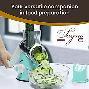 Sagno Cheese Grater | Rotary Cheese Grater with Handle and Cheese Shredder Rotary | Spinning Vegetable Chopper and Slicer Rotary Grater for Kitchen | Cheese Shredder with Handle | Kitchen Gadgets