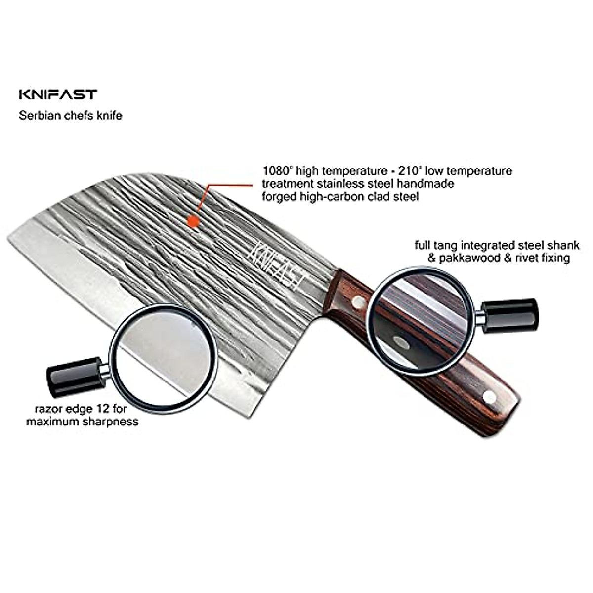 Handmade Forged Kitchen Butcher Knife Serbian Chef Knife Full Tang With Knife Stone Grinder