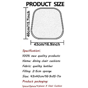 QQXX Leather Horseshoe Chair Cushion,Waterproof Thicken Dining Chair Pad with Zipper,Comfy high Resilience Seat Cushion for Living Room Kitchen Office,Black,Set of 4