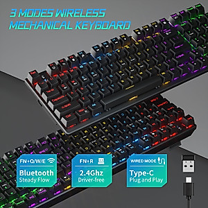 Mechanical Gaming Keyboard, 98 Keys RGB Backlit Full Size Keyboard with Blue Switch, Double Shot Injection Floating Keycaps, Full Anti-Ghost Wired Computer Keyboard for Windows PC Mac Xbox Gamer