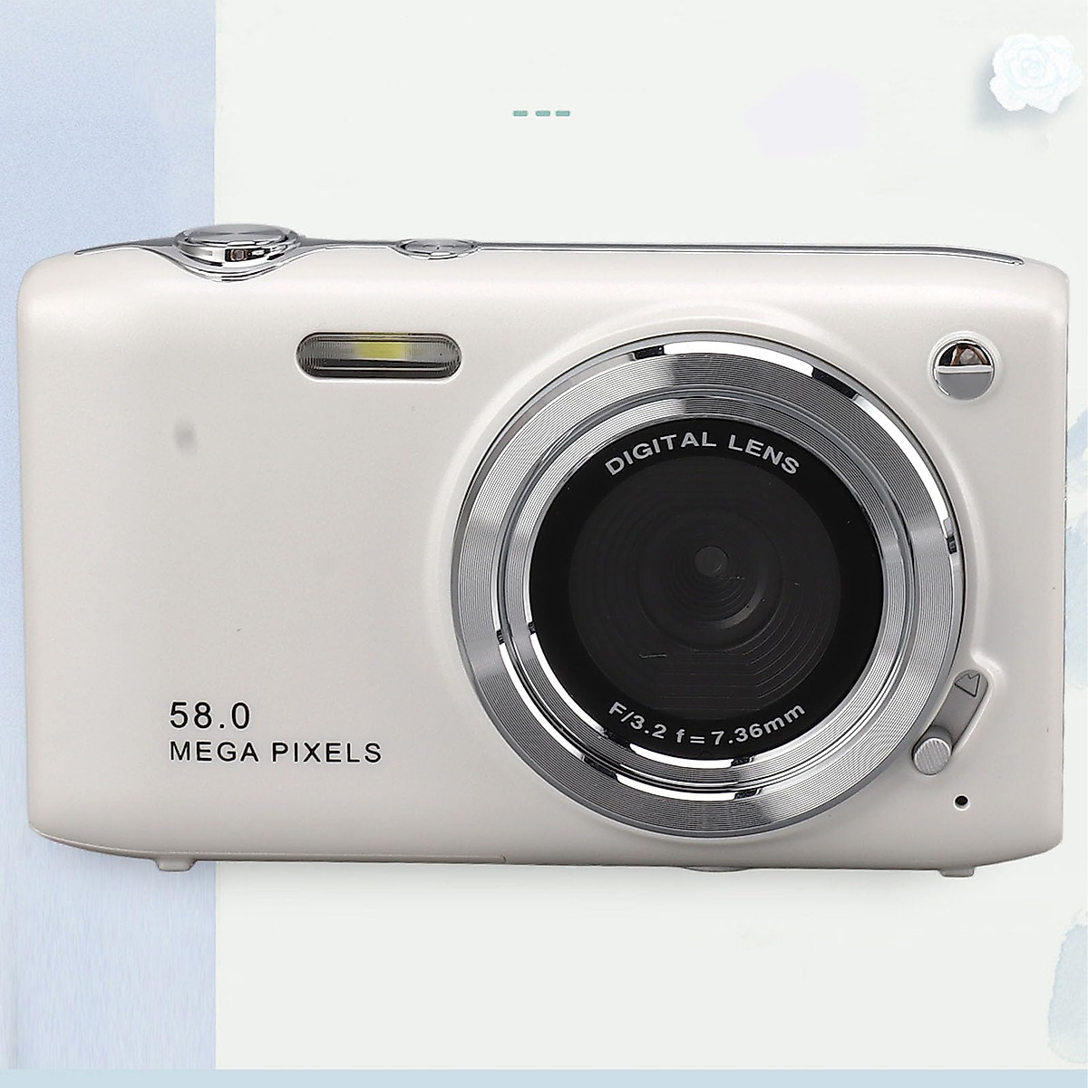 4K Digital Camera, Slim and Lightweight 58MP Autofocus Automatic Beauty Mode Teens Small Camera 2.88 Inch IPS Screen 16X Zoom for Travel (White)