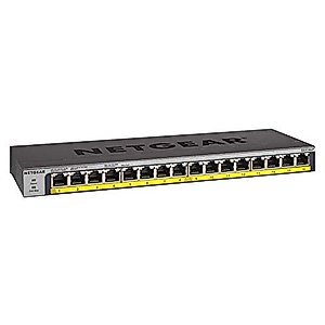NETGEAR 16-Port Gigabit Ethernet Unmanaged PoE Switch (GS116LP) - with 16 x PoE+ @ 76W Upgradeable, Desktop, Wall Mount or Rackmount, and Limited Lifetime Protection