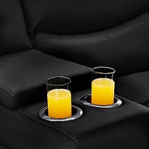 Faxu Leather Love Seat Recliners, Manual Double Reclining Loveseat Sofa, Home Theater Seating with Storage Console, Wall Hug RV Couch with Cup Holders for Living Room Furniture Sets