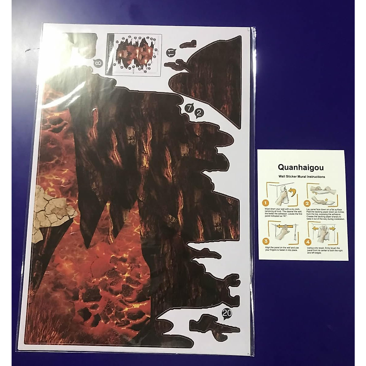 Quanhaigou Creative 3D Space Wall Decals Removable PVC Magic Floor Flame and Lava Wall Stickers Murals Wallpaper Art Decor for Home Walls Ceiling Boys Room Kids Bedroom Nursery School