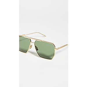 Bottega Veneta Women's Geometric Navigator Sunglasses, Gold/Gold/Green, One Size
