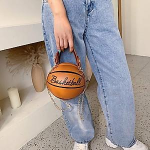 Freie Liebe Basketball Purse For Women Cross Body Handbag Girls Messenger Bag Tote Shoulder PU Leather Round Handbags