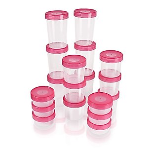 Tauno Easy Lock & Open Food Storage Containers | Plastic Food Jars Screw-On Lids | Twist and Seal Top, BPA Free | 18 Pack 36 Cup Total