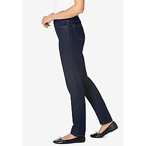 Woman Within Women's Plus Size Flex-Fit Pull-On Slim-Leg Denim Jean - 22 W, Black