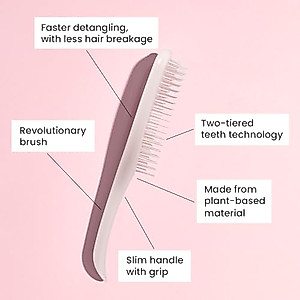Tangle Teezer The Ultimate Detangler Plant Brush, Dry and Wet Hair Brush Detangler for All Hair Types, Marshmallow Pink