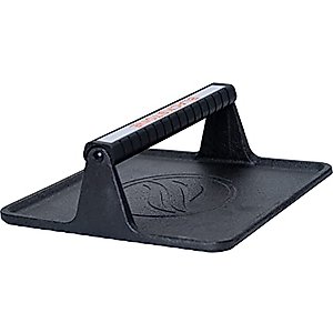 Blackstone XL Griddle Press, 5436, Cast Iron Smooth Grill Meat Press for Crispy Bacon, Evenly Cooked Steak & Healthier Hamburgers – Sandwich Sear Press, Black